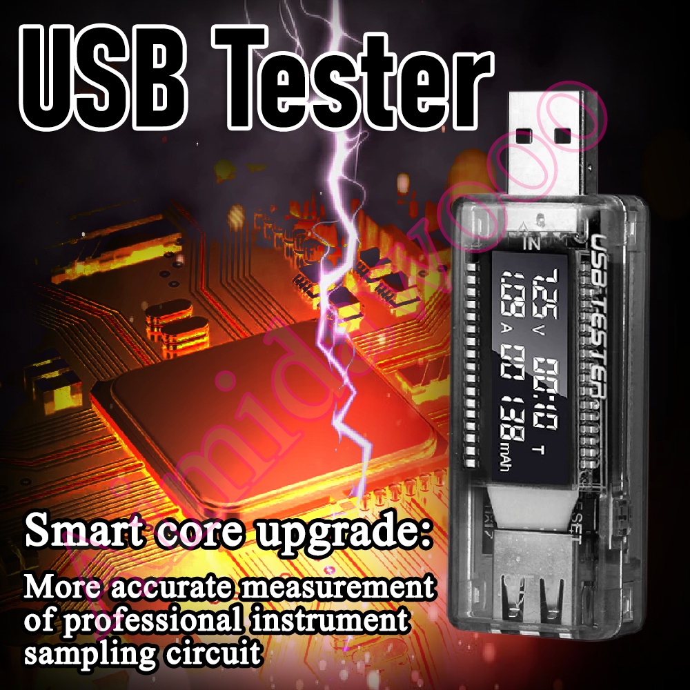 Mini USB Multimeter Voltage Reading LCD Display Ampere MAh State of ...