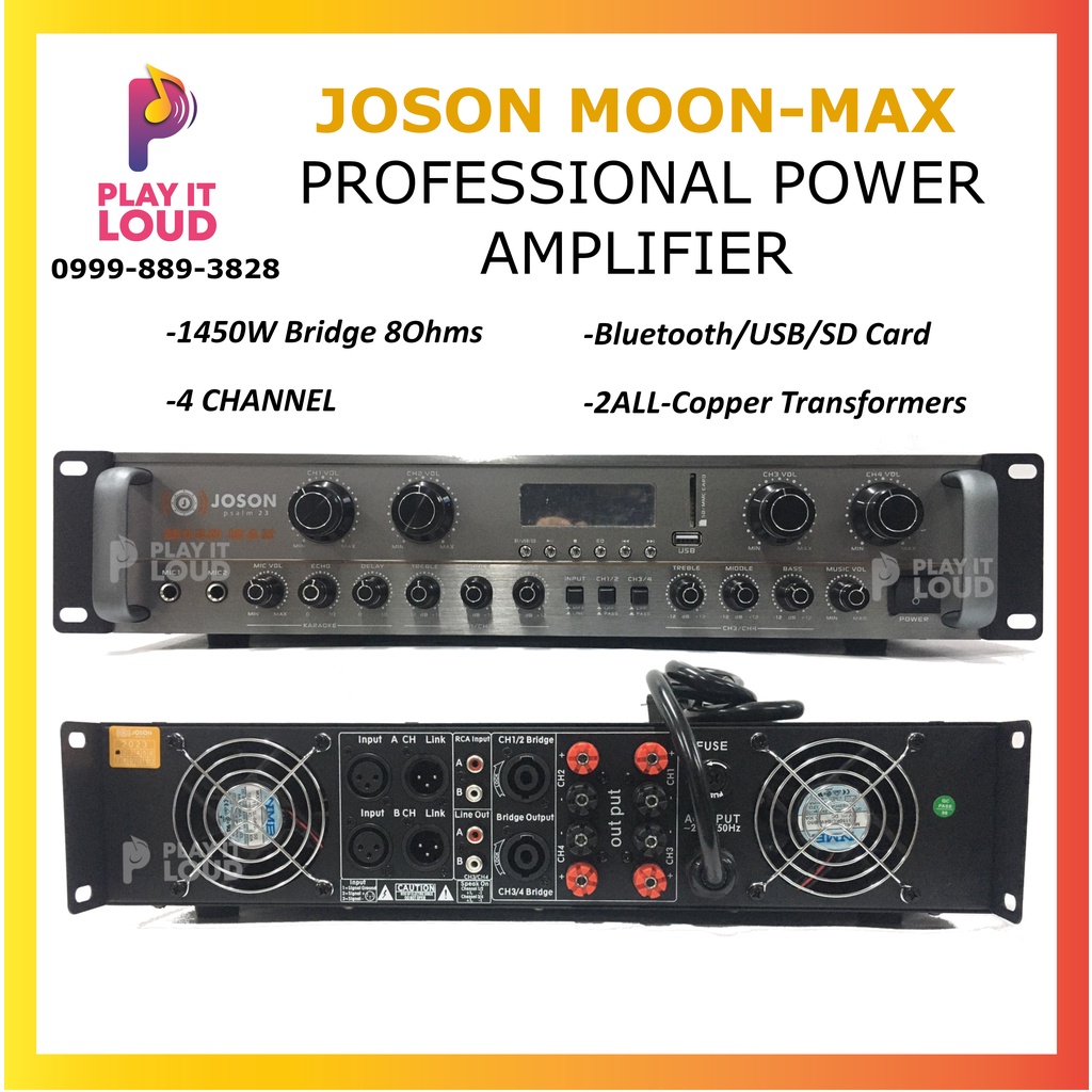 JOSON MOON MAX PROFESSIONAL 4 CHANNEL HIGH POWERED AMPLIFIER 1450W ...