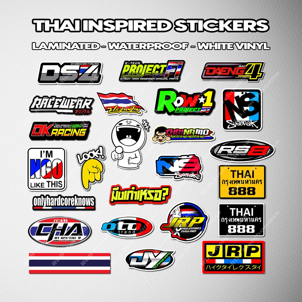 Thai Stickers - White Vinyl Background - Decals for motorcycle cars ...