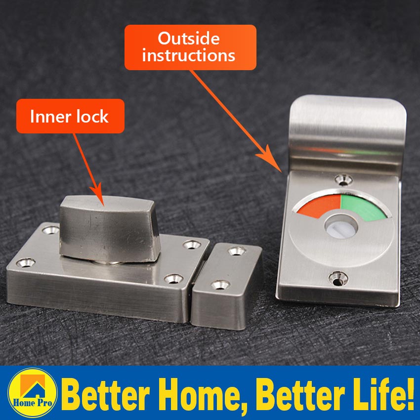 1Set Toilet Door Lock For Bathroom Occupied Sign Stainless Steel ...