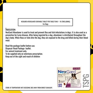 NexGard Afoxolaner 10-25kg Chewable Tablet for Dog 68mg PER TABLET ONLY ...