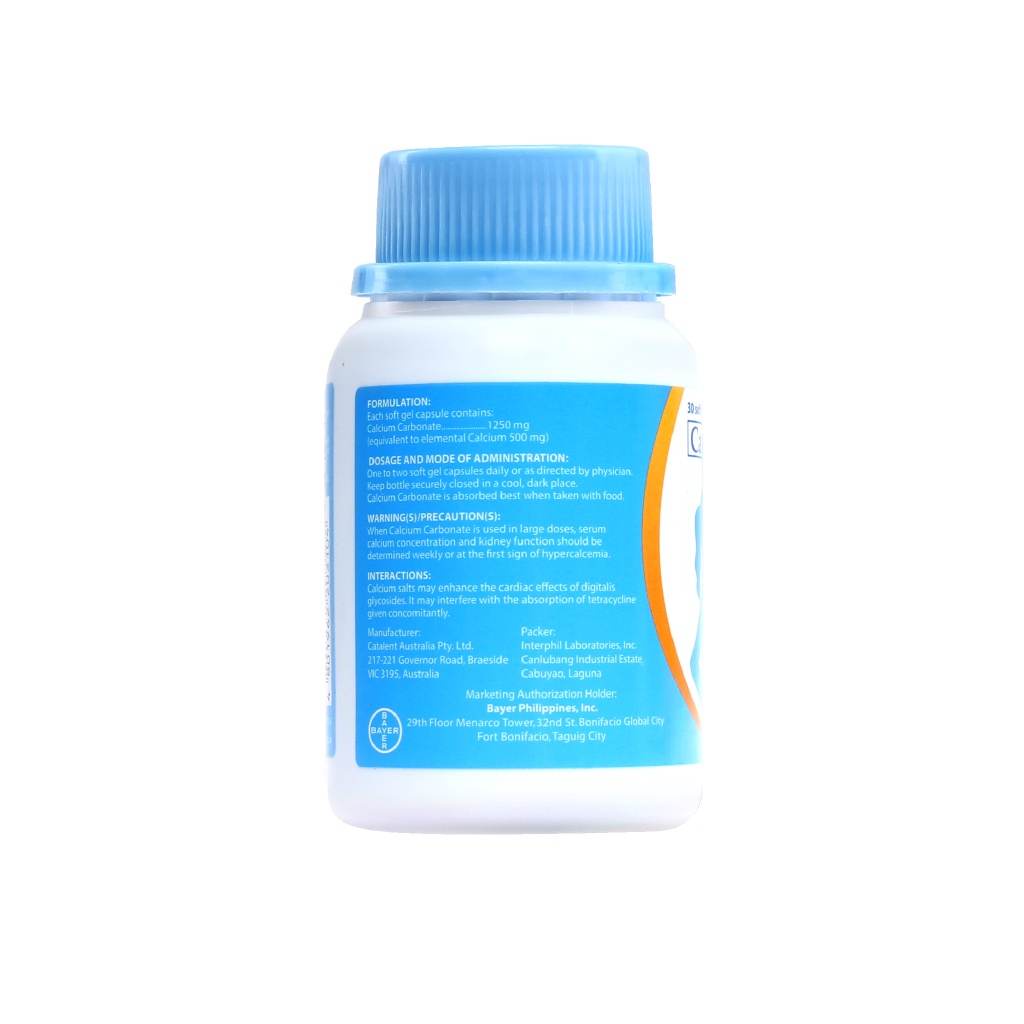 Calci-Aid Calcium Carbonate 500mg 30 Softgel Capsules (1 Bottle ...