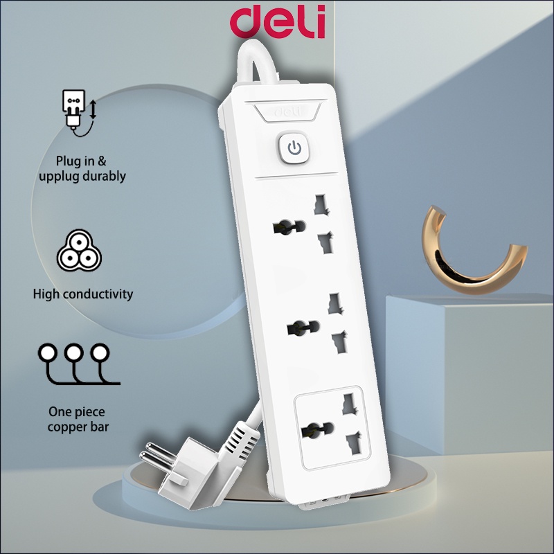 Deli Power Socket 3 Meters Extension Wire Us Plug Universal Hole Cord ...