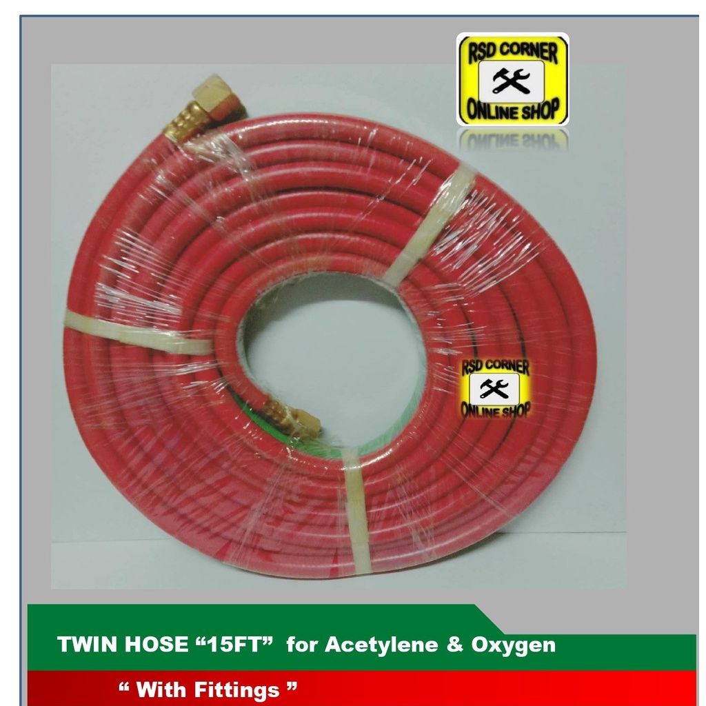 WELDING TWIN HOSE ACETYLENE/Oxy WITH FITTINGS (1/4" X 15 FT) | Shopee ...