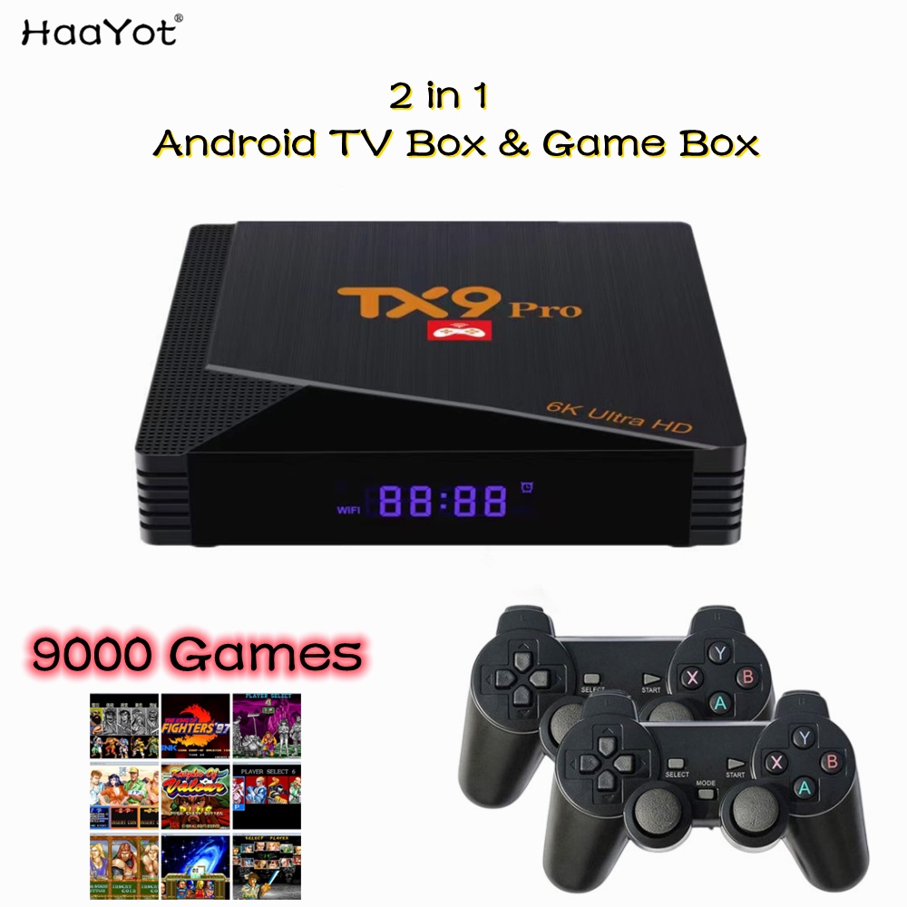 Update Retro Game Console & Android Smart TV Box 2 in 1 9000+ Games Box ...