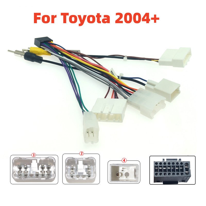 Car Radio 16PIN Adaptor Wiring Harness With Back Camera Wire For Toyota ...