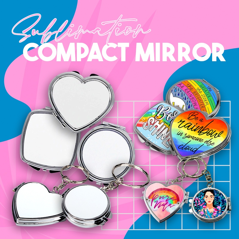 (1-piece) Blank- Sublimation Printable Compact Mirror ( Square / Round ...
