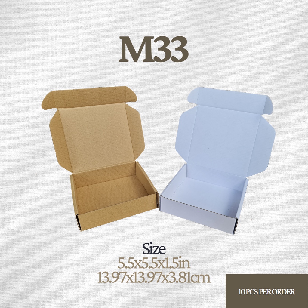 M33 5.5x5.5x1.5inches/Mailer Box/Brown&White/10pcs per pack | Shopee ...
