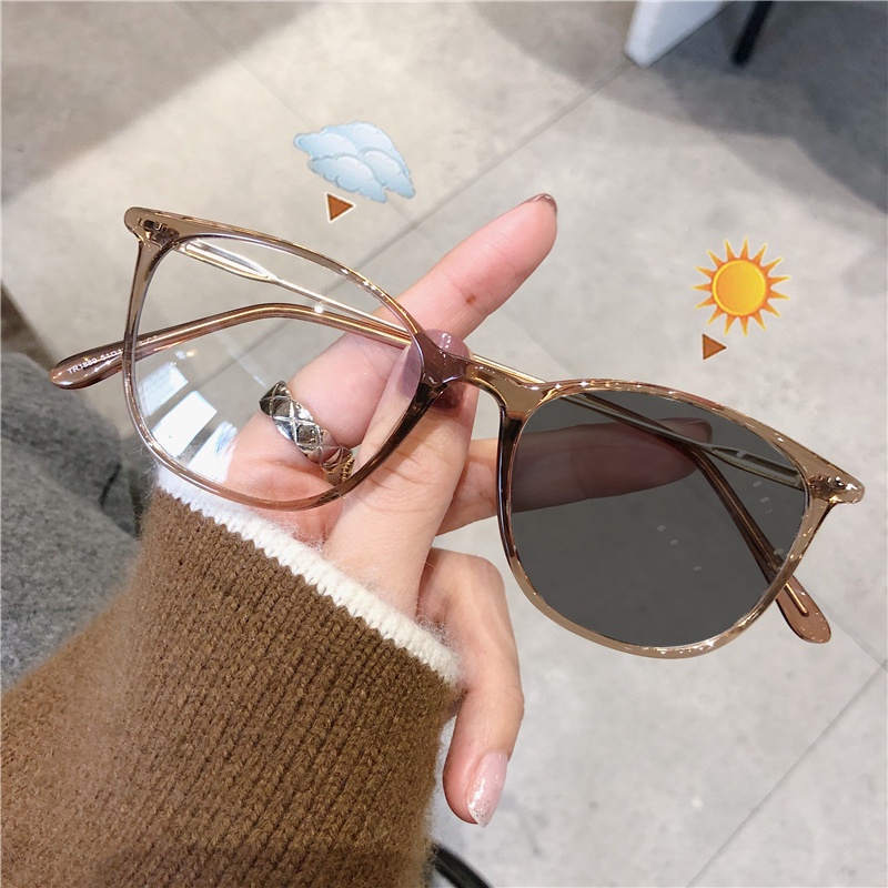 Photochromic Anti Radiation Eyeglasses For Women Men Korean Fashion ...