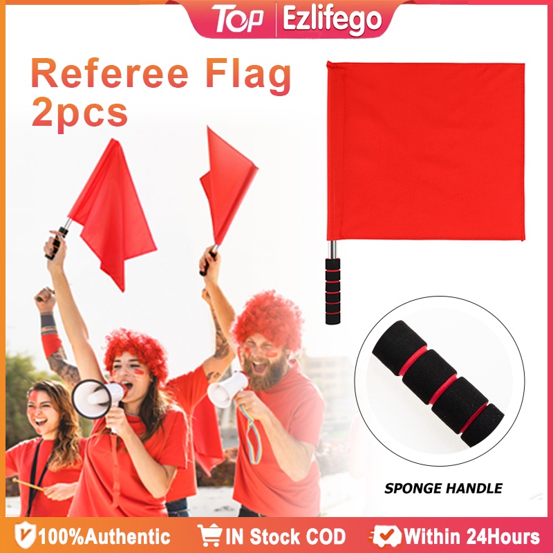 2Pcs Referee Flag Sports Volleyball Linesman Referee Flag Stainless Steel Hand Signa | Shopee ...