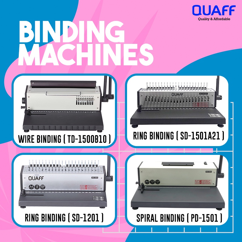 QUAFF WIRE TD-1501 / RING SD-1201 / RING SD-1501 / SPIRAL PD-1501 Binding Machine Heavy Duty A4 ...