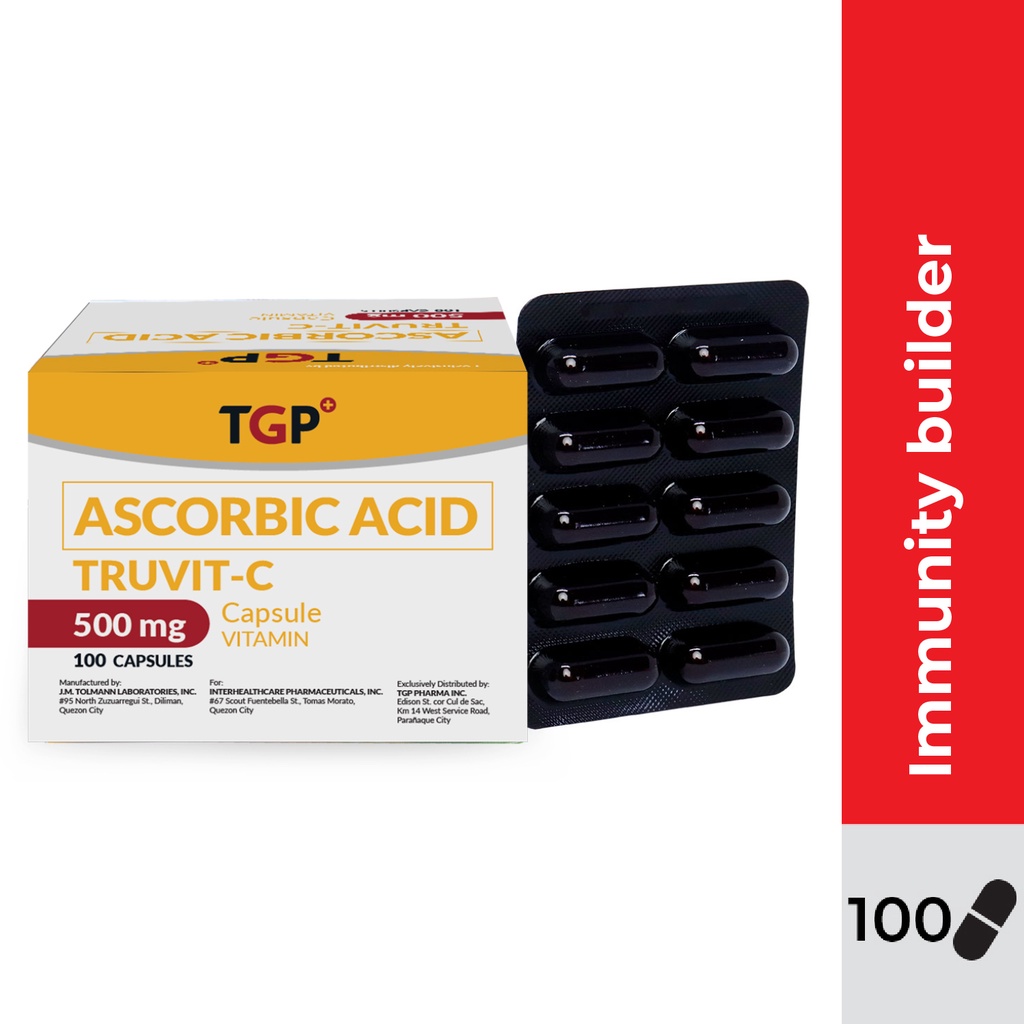 1 BOX TRUVIT-C TGP Ascorbic Acid 100 Capsules 562.43mg 100 Vitamin C ...