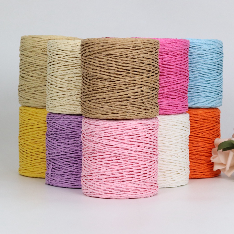 150Meters/roll Colorful Threads Natural Raffia Straw Yarn For Hand Knit ...