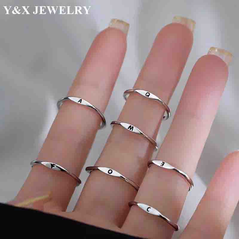 【Y&X】925 Silver A-Z Rings Initial Letters Rings Opening Ring Women ...