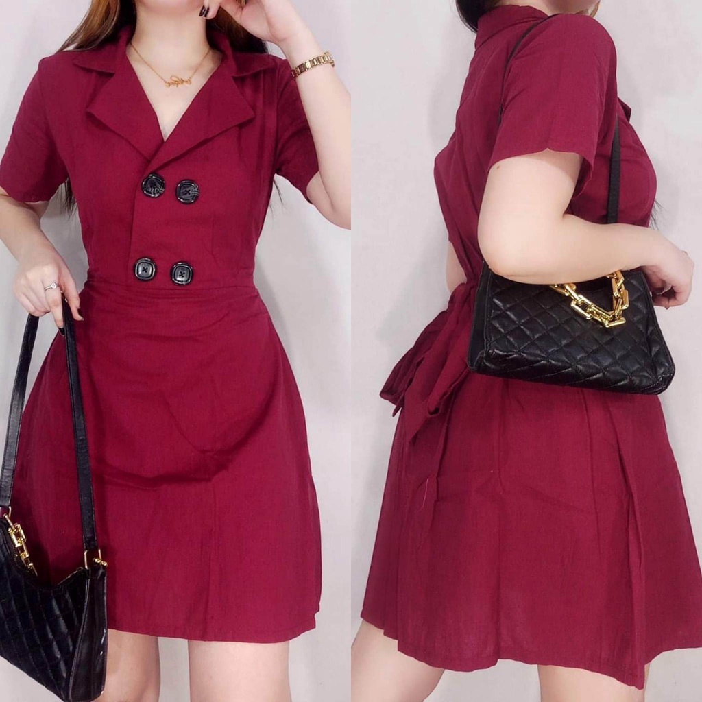 JER-JEN AMARA BUTTON CASUAL DRESS/CLASSY COLLAR SKATER DRESS/OFFICE ...
