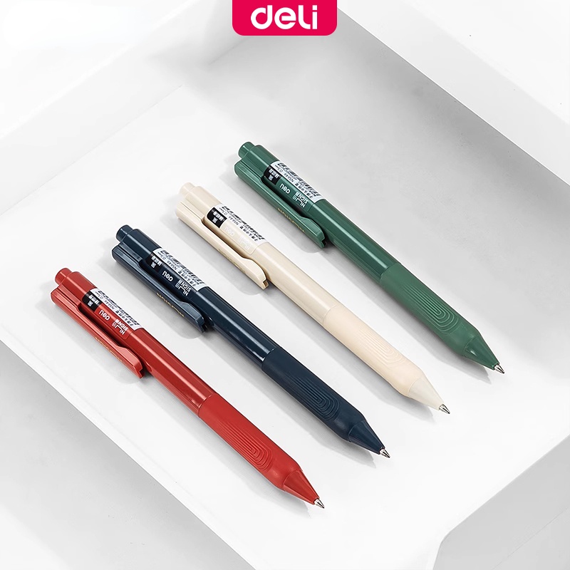 Deli 0.5mm Press Gel Pen Black Ink Ballpen Student Writing Sign Pen For ...