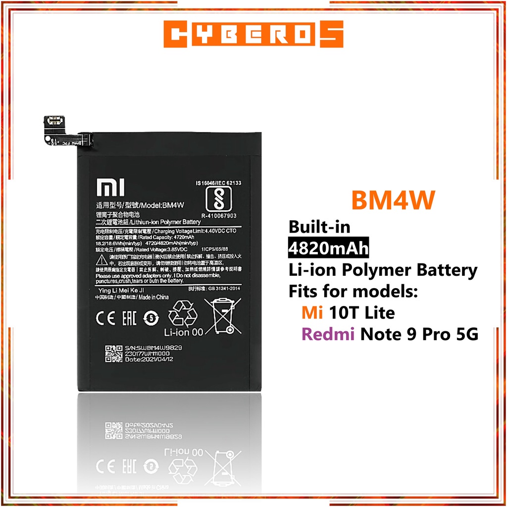 Battery of Xiaomi Mi 10T Lite / Redmi Note 9 Pro 5G BM4W | Shopee ...