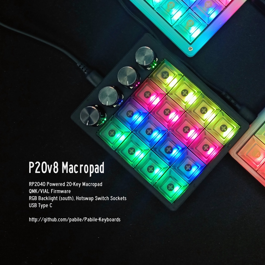 Pabile 20-Key P20 QMK/Vial Programmable Mechanical Keyboard Wired Macro ...