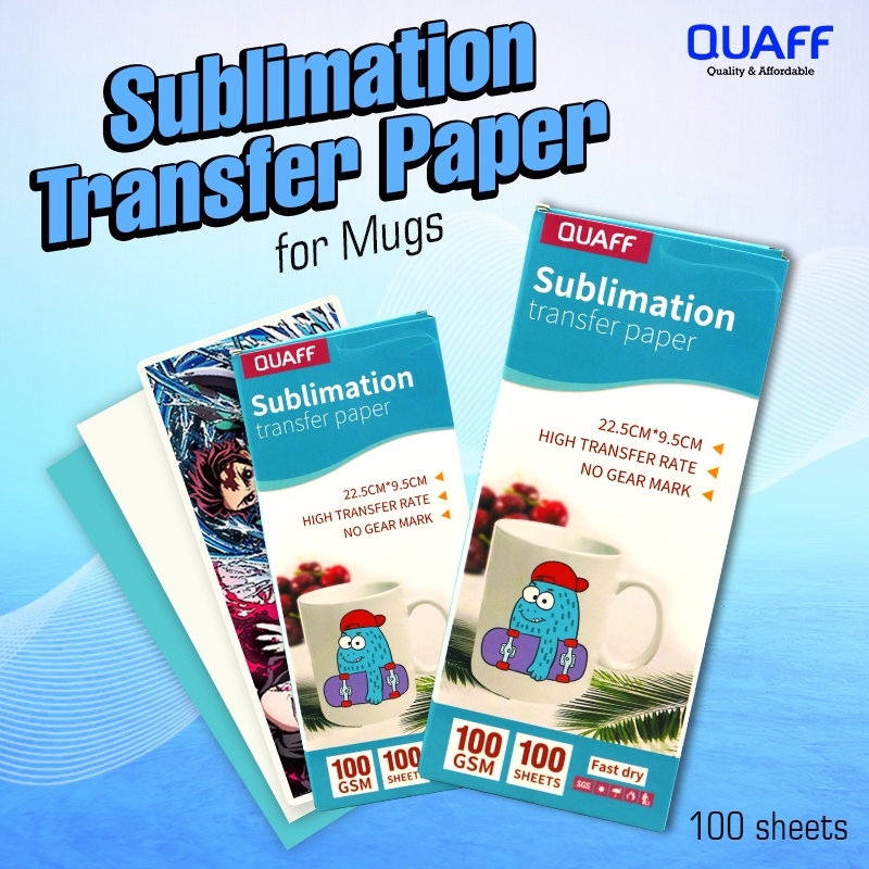 Quaff 100gsm Sublimation Paper For Mugs 100 Sheets Quick Dry 22.5cm X 9 ...