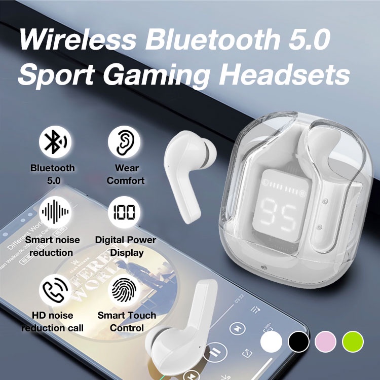 One year warranty-Mini Transparent Wireless Bluetooth Headphones-Hifi ...