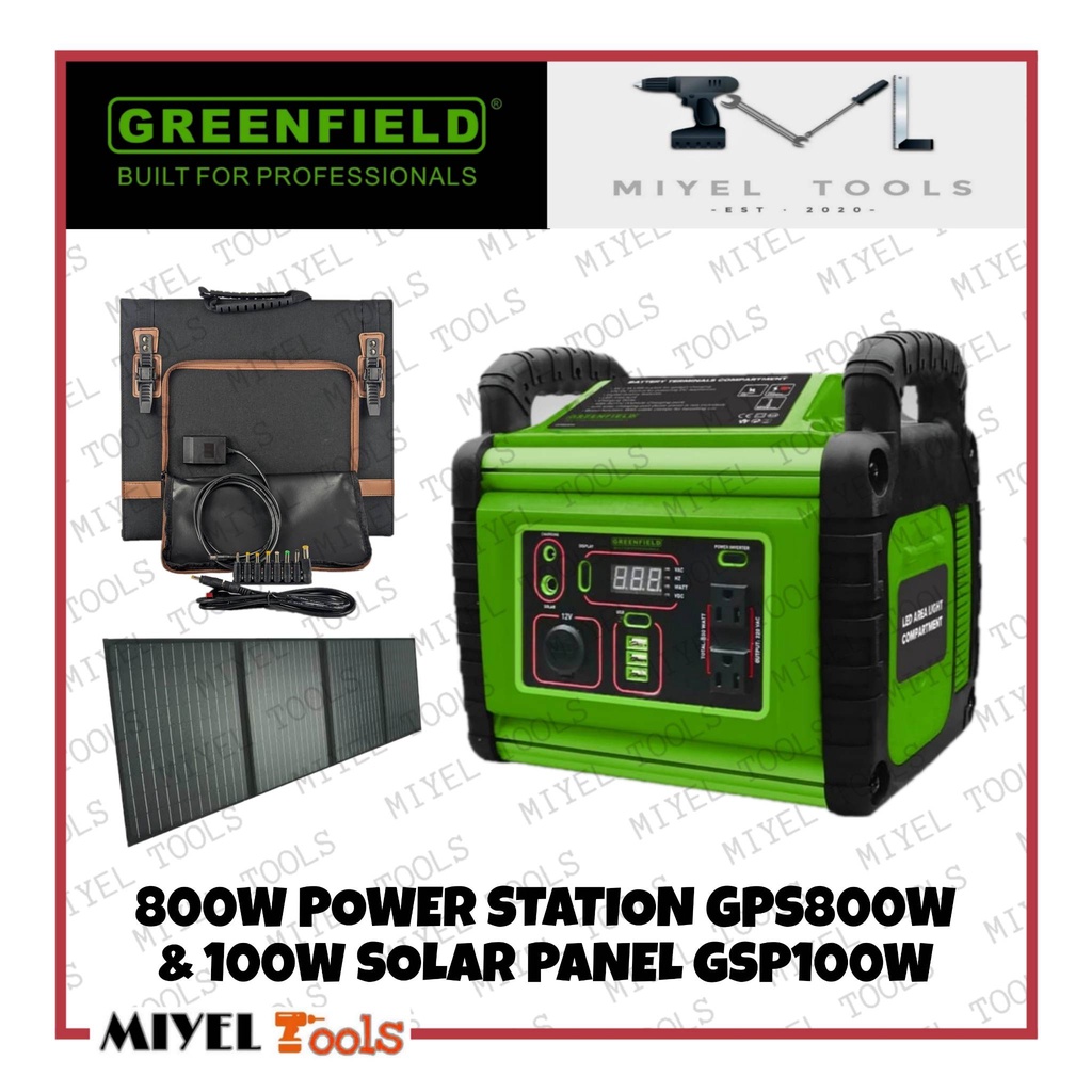 GREENFIELD Power Station 800Watts GPS800W with Solar Panel 100W GSP100W ...
