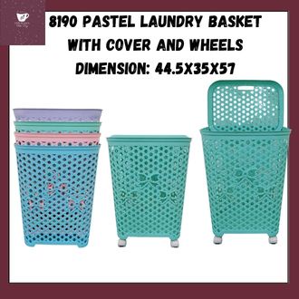 8190 COLORED LAUNDRY BASKET WITH COVER AND WHEELS/Laundry basket in ...