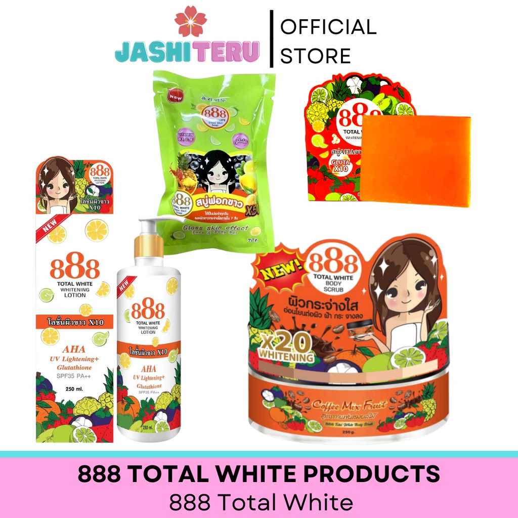 888 TOTAL WHITE Whitening Lotion and Soap, Coffee Scrub, Glass Skin ...