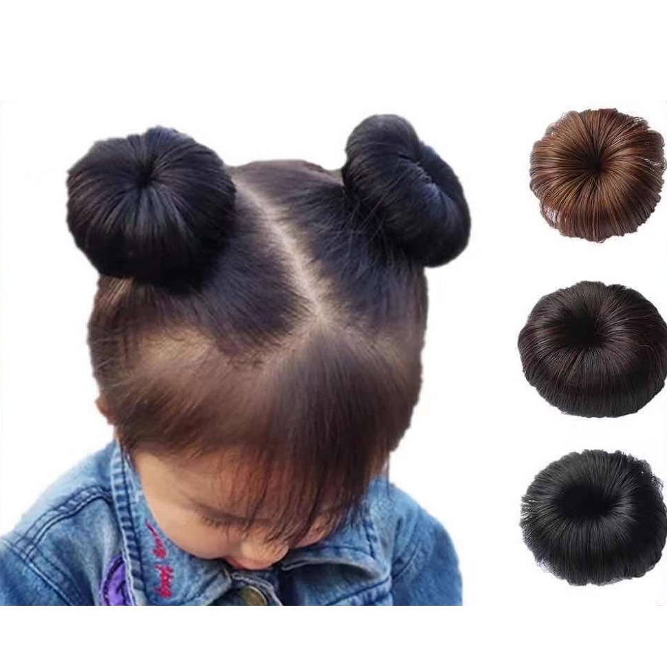 Kids Girls Hair Bun Extension Wig Hairpiece Wavy Curly Messy Donut ...