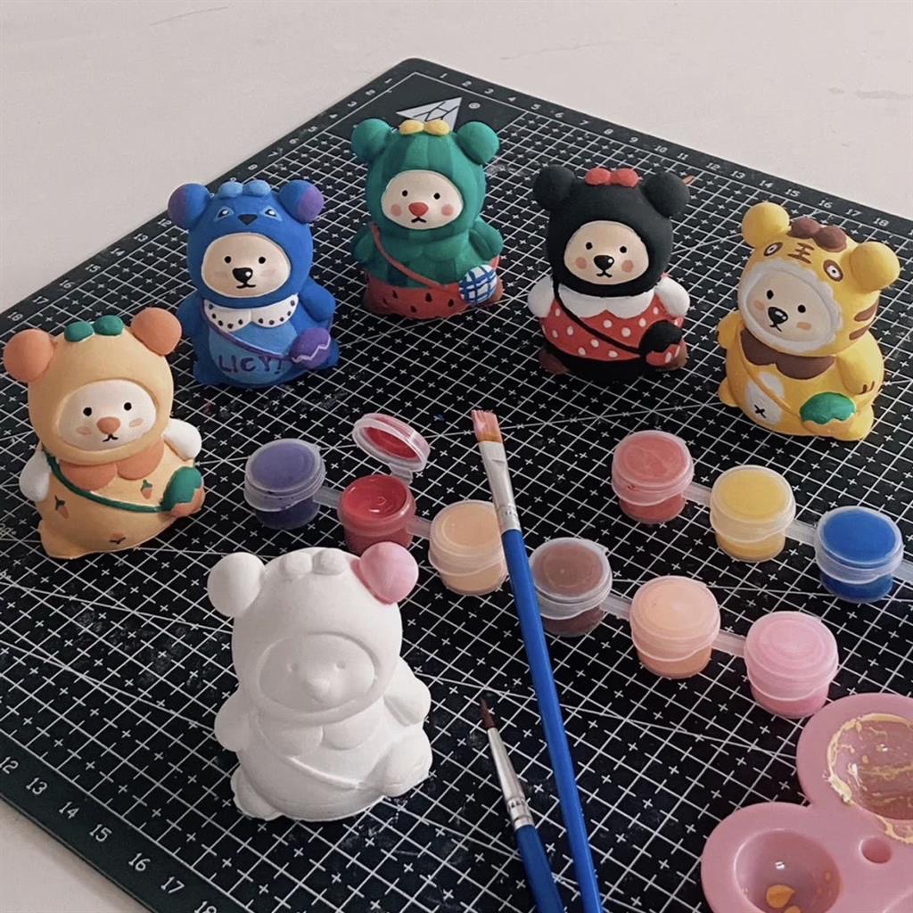 Gypsum doll painted bear painted toy white embryo diy hand-painted ...