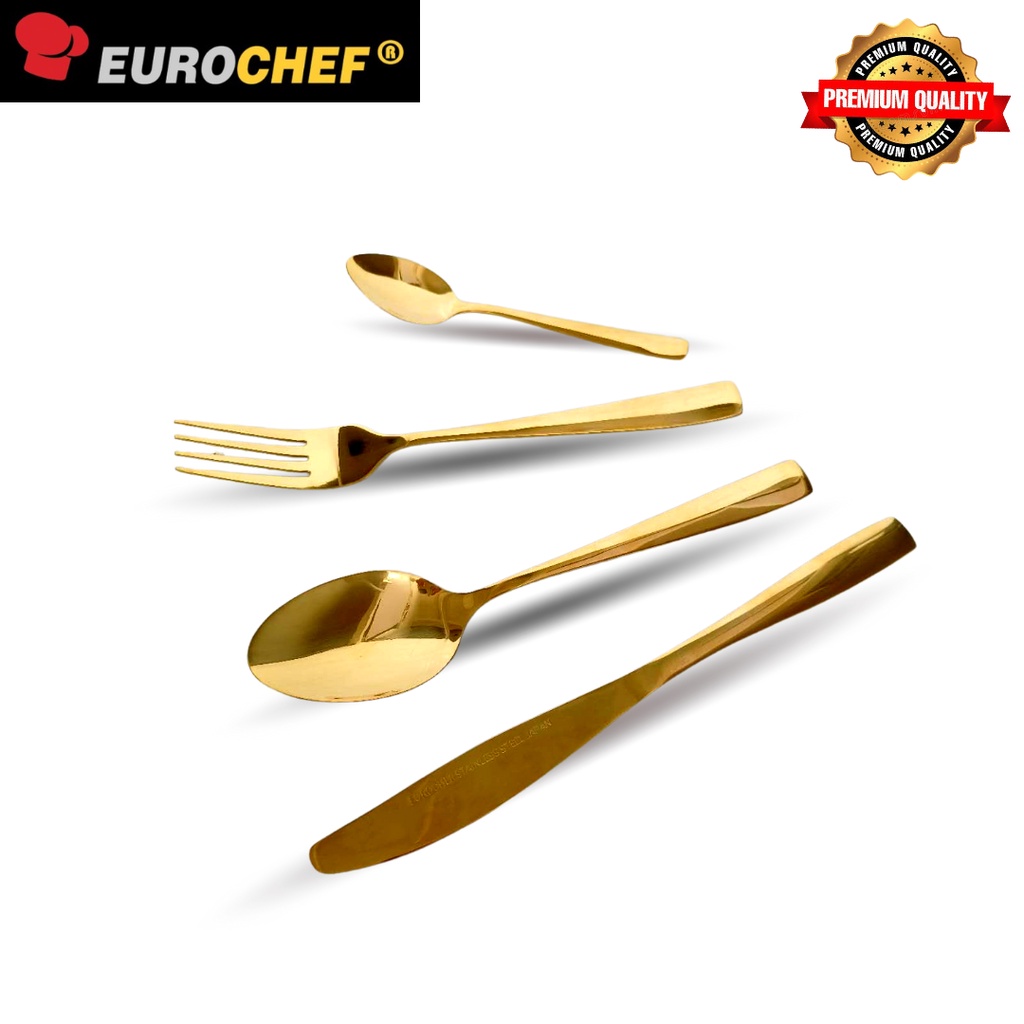 Eurochef 16pcs PVD Gold Silver Stainless Steel Tableware Silverware Set ...