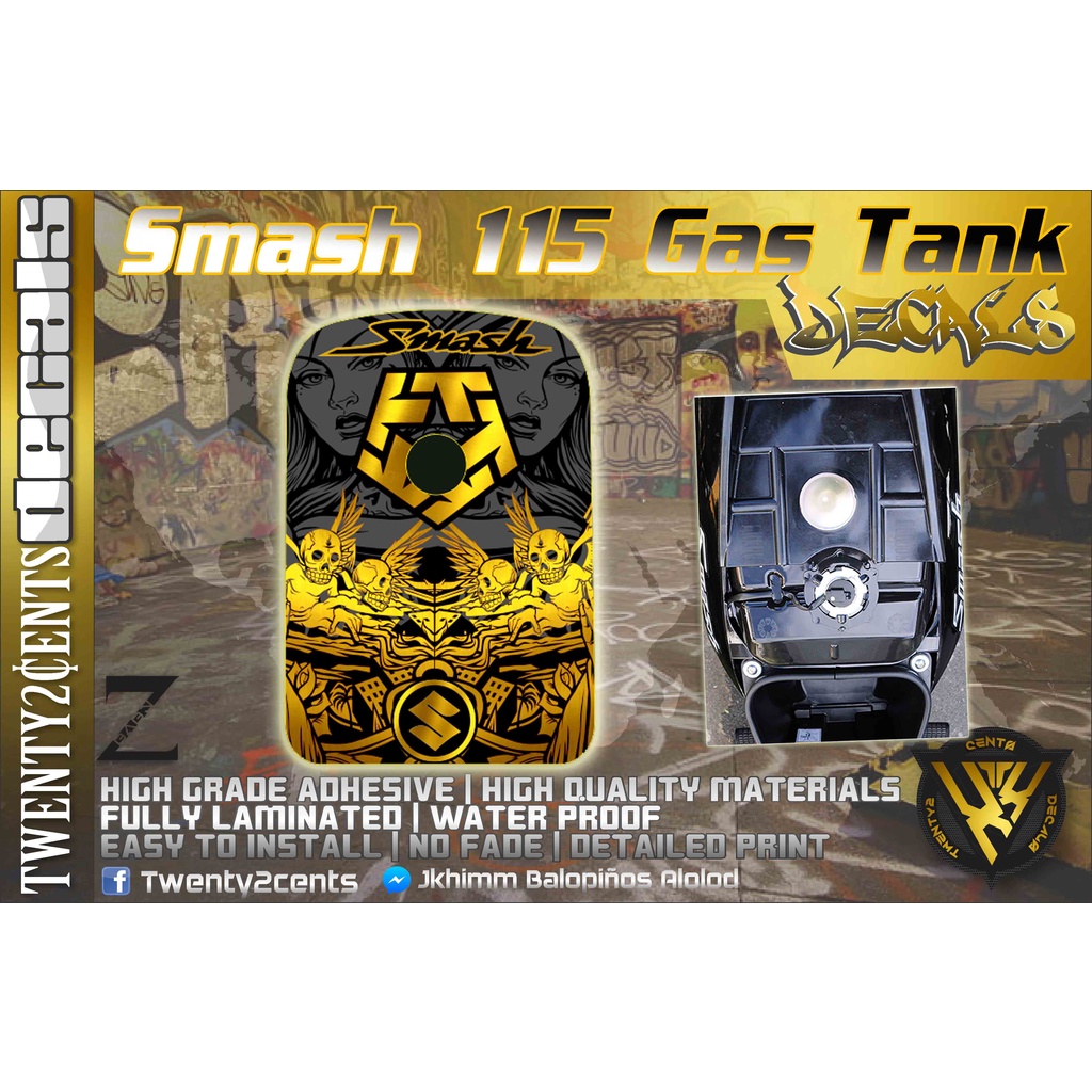 Suzuki Smash 115 High-Quality Gas tank Decal Stickers gold tribal ...