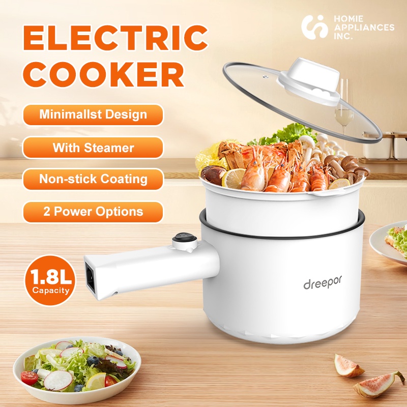 Dreepor Mini Rice Cooker 1 8L Multi function Cooker Non Stick Inner Pot