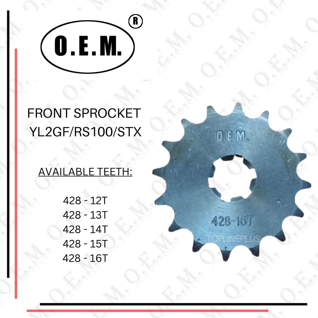 MOTORCYCLE FRONT ENGINE SPROCKET OEM (YL2GF/RS100/STX) | Shopee Philippines