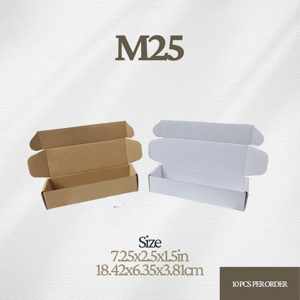 M25 7.25x2.5x1.5inches/Mailer Box/Brown&White/10pcs per pack | Shopee Philippines