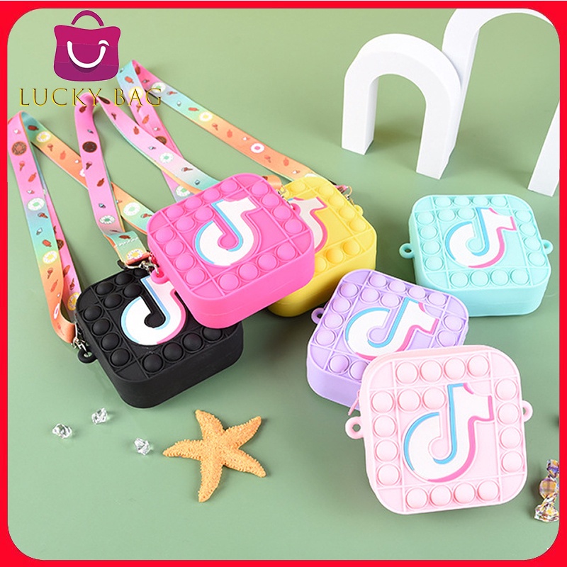 Coin Purse Rainbow Children Silicone Bag Girl Messenger Bag Fingertip ...