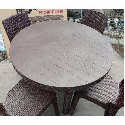 JOLLY 32 inchs/ 40 inches Round Rattan / Line design Table ONLY High ...
