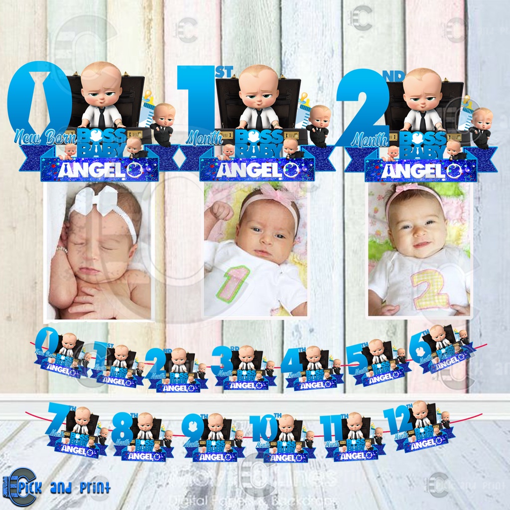 Personalized Boss Baby - Baby Milestone 0-12 months Photo Banner for ...