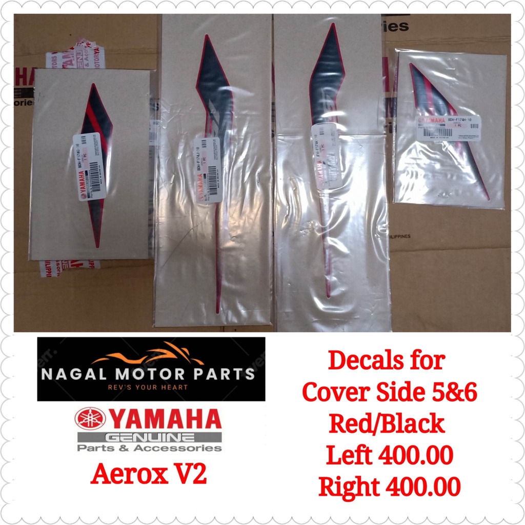DECALS/STICKER FOR COVER SIDE 5 AND 6 GLOSS RED AEROX V2 Y CONNECT ...