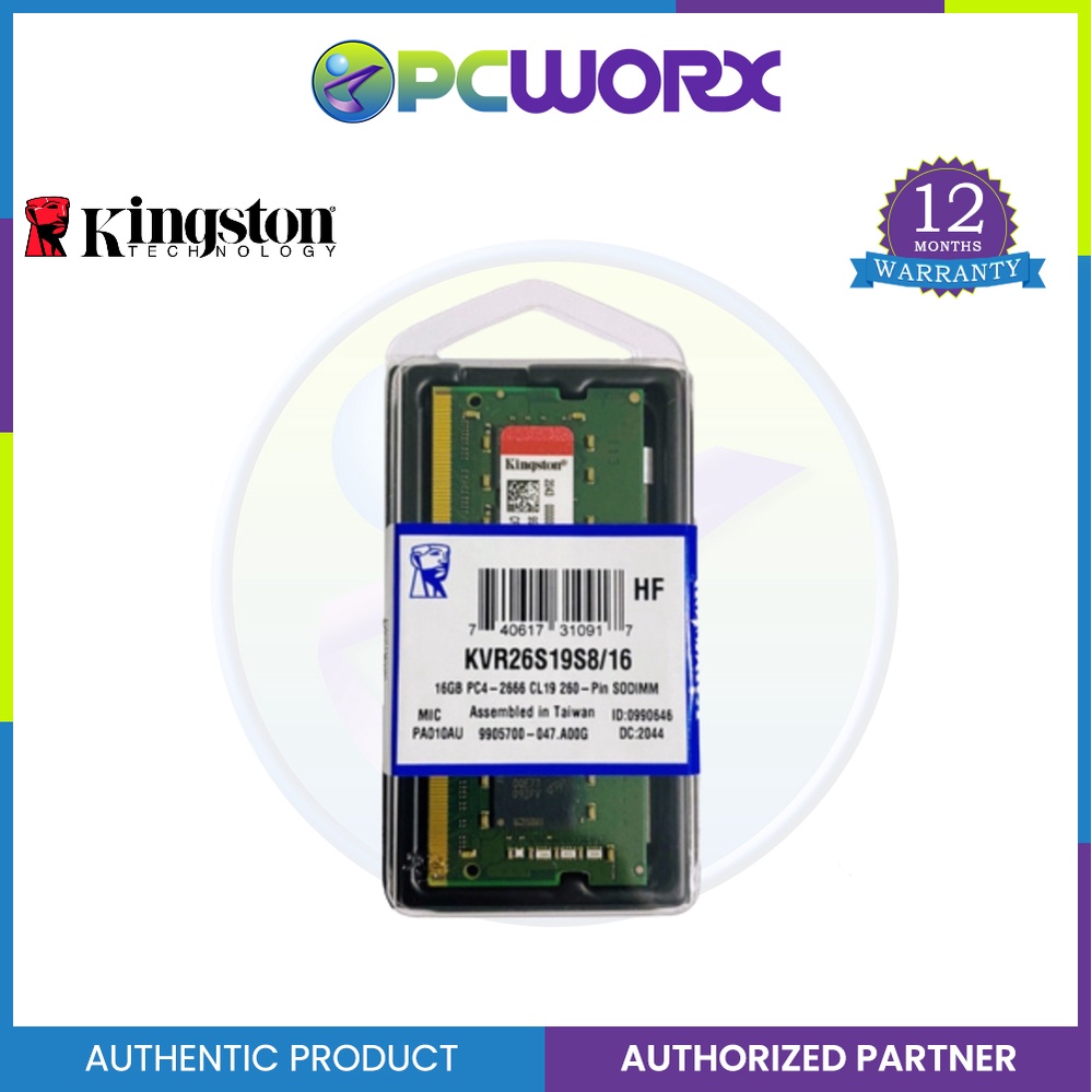 Kingston ValueRAM 16GB DDR4 2666MHz CL19 260-Pin SODIMM Laptop Memory (KVR26S19S8/16) | Shopee ...