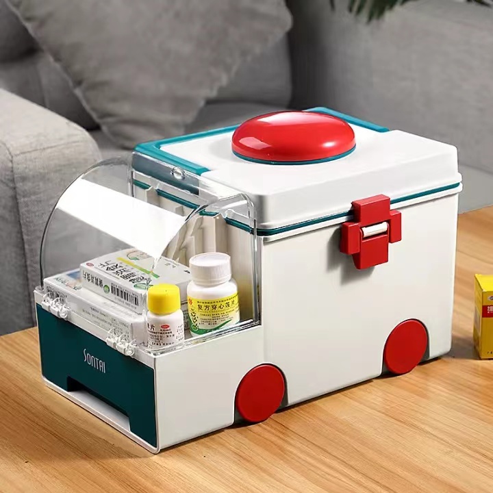 Medicine Box First Aid Storage Box 2 Layers Large Capacity Medical Box ...