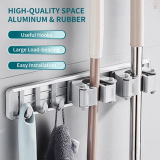 Mobile home bathroom wall mounted mop rack with no punching hook broom ...