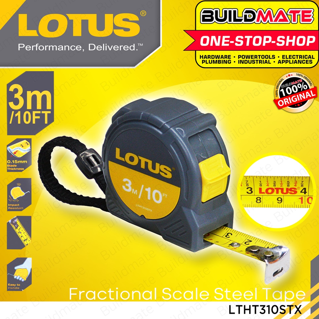 BUILDMATE Lotus Steel Tape 3M | 5M | 8M | 10M Fractional Scale Tape ...