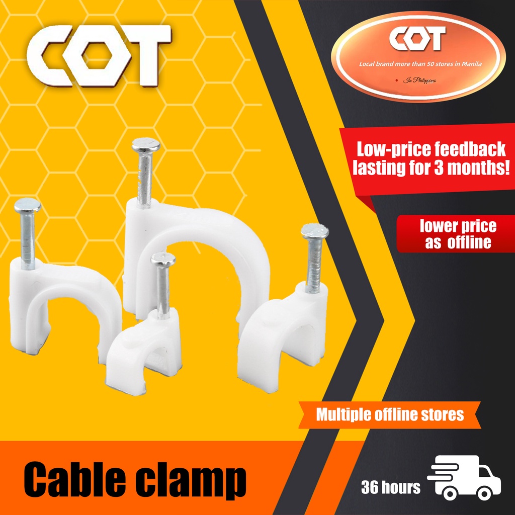 Cable clamp Cable Clips 100pcs (PVC Clips) Cable Ethernet TV Telephone Wires Nail Clips | Shopee ...