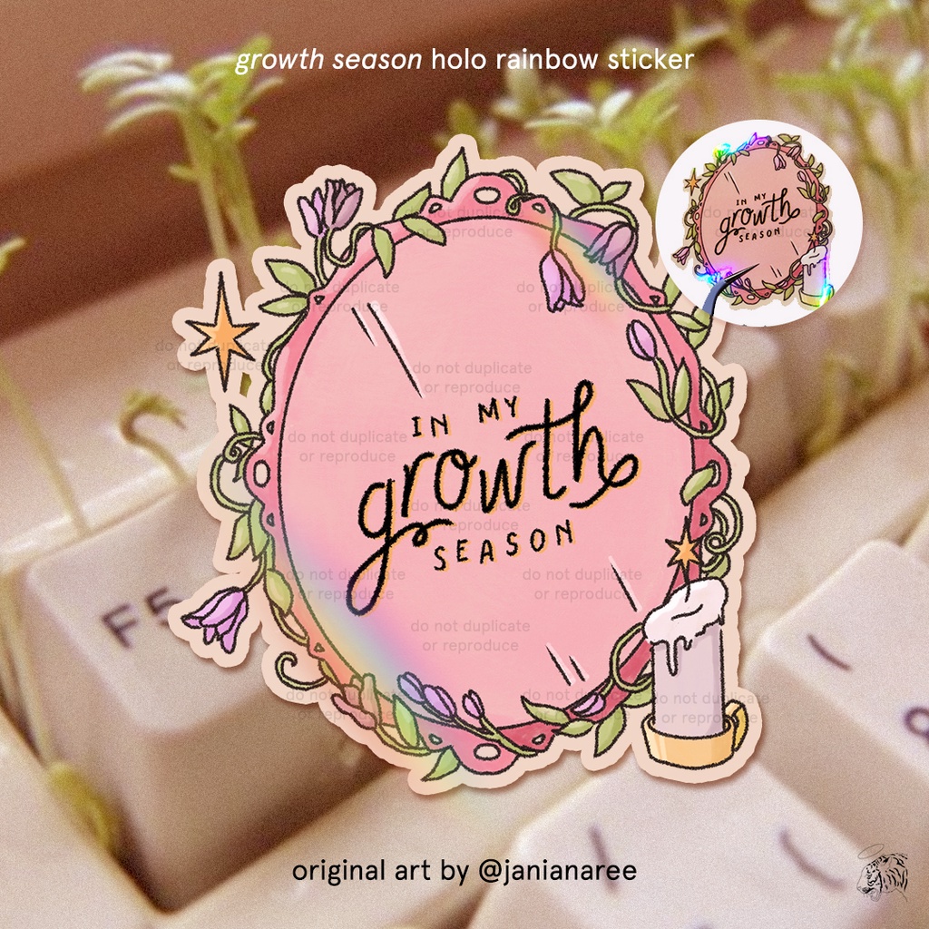 Growth Season Holo Rainbow Sticker (Tags: aesthetic deco sticker bujo ...