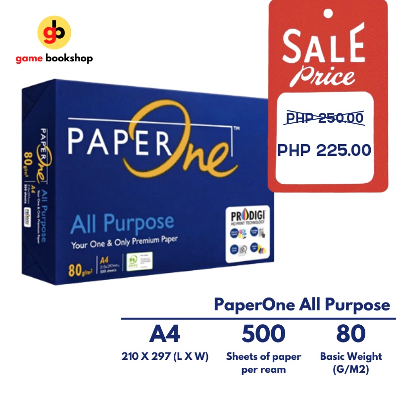 PAPERONE A4 80GSM All Purpose Premium Paper | Shopee Philippines