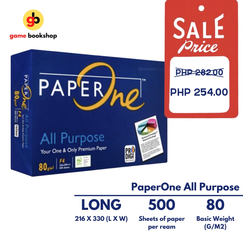 PAPERONE Legal (Long) 80GSM All Purpose Premium Paper | Shopee Philippines