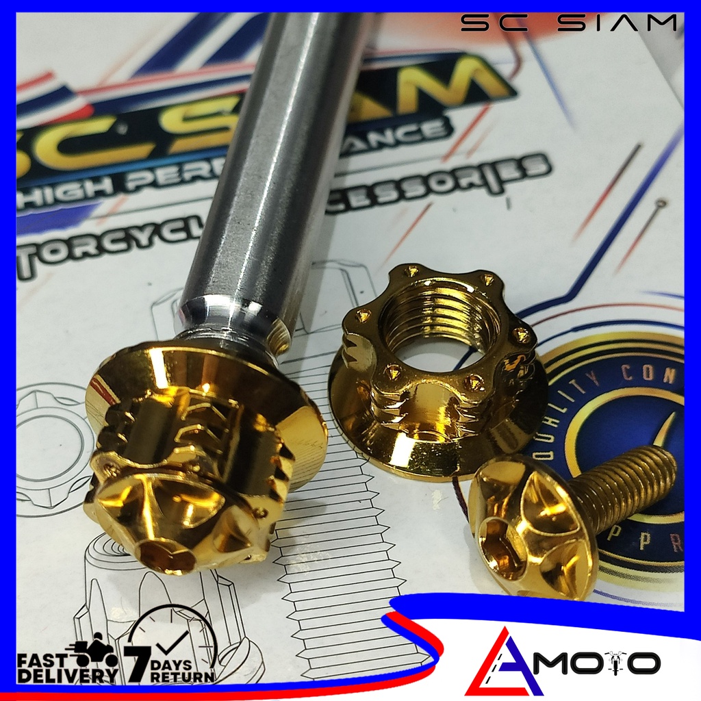 SC SIAM AXLE NMAX V1 / V2 STAR TYPE GOLD STAINLESS / HIGH QUALITY ...