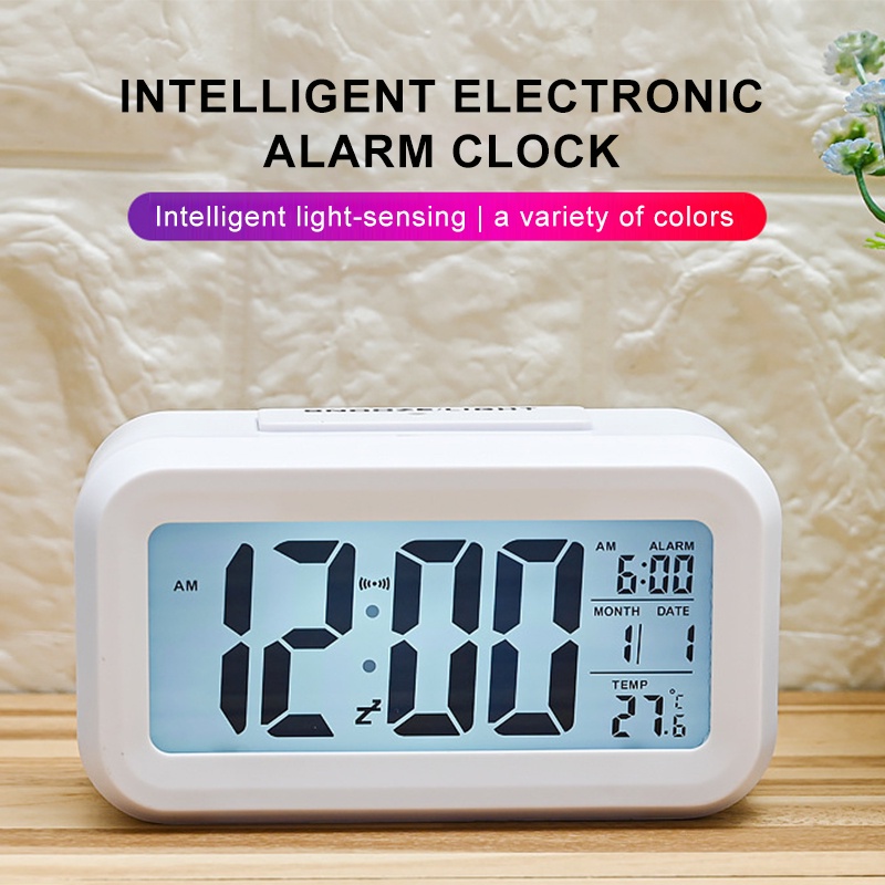 Rechargable Digital Backlight LED Display Table Alarm Clock Snooze ...