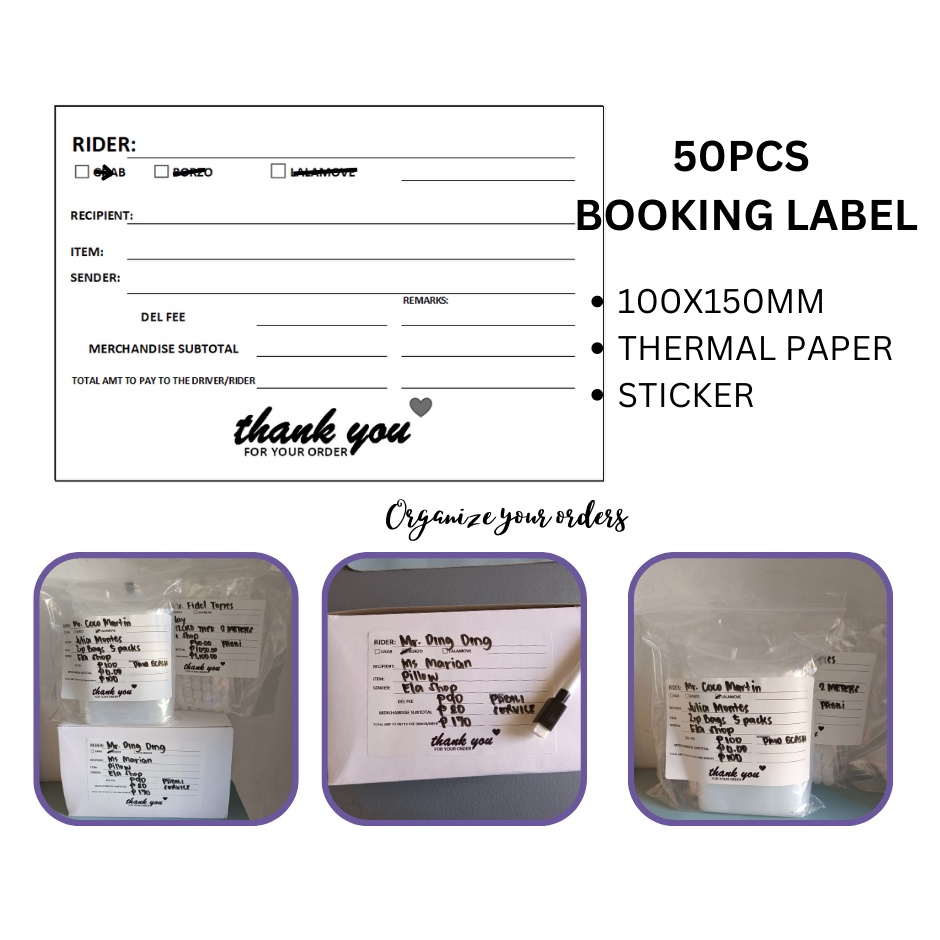 50PCS BOOKING LABEL THERMAL STICKERS | Shopee Philippines