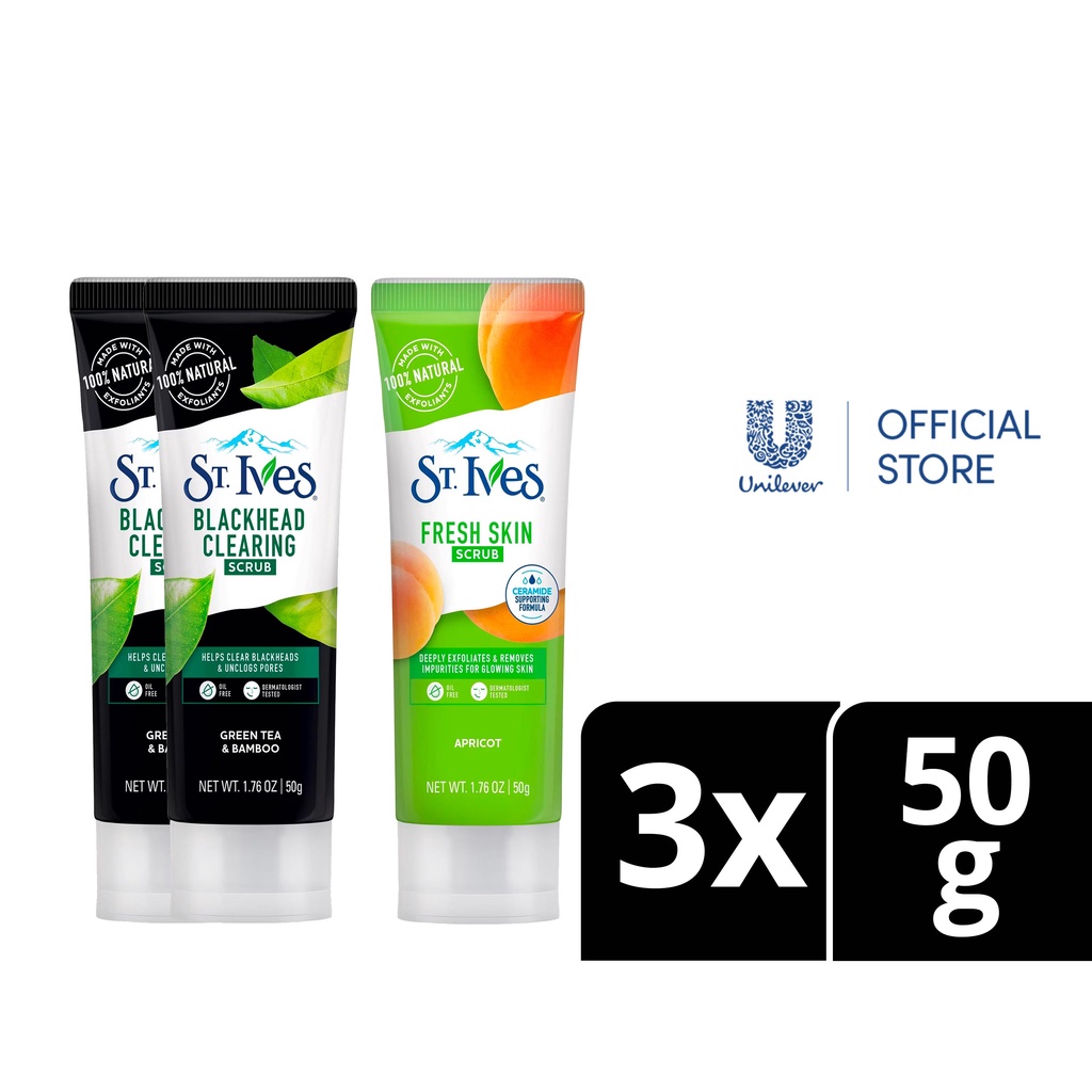 [3 for 299] St.Ives Blackhead Clearing Green Tea Face Scrub 50g 2x+ St ...